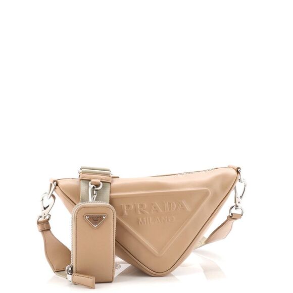 Prada | Bags | Prada Triangle Logo Zip Crossbody Bag Leather Small ...
